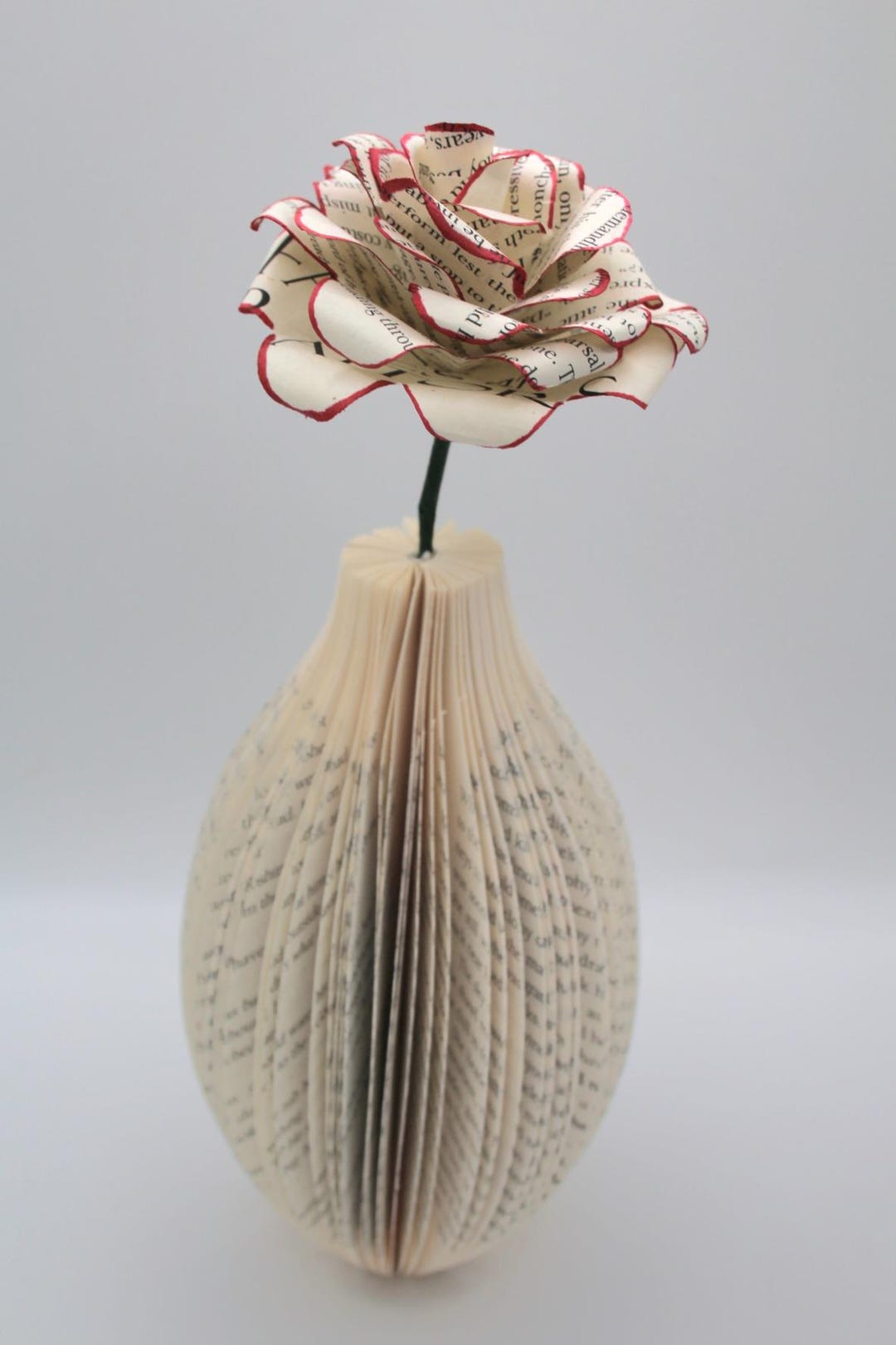 Red Tipped Paper Rose – Upcycled Book Art Gift - Etsy