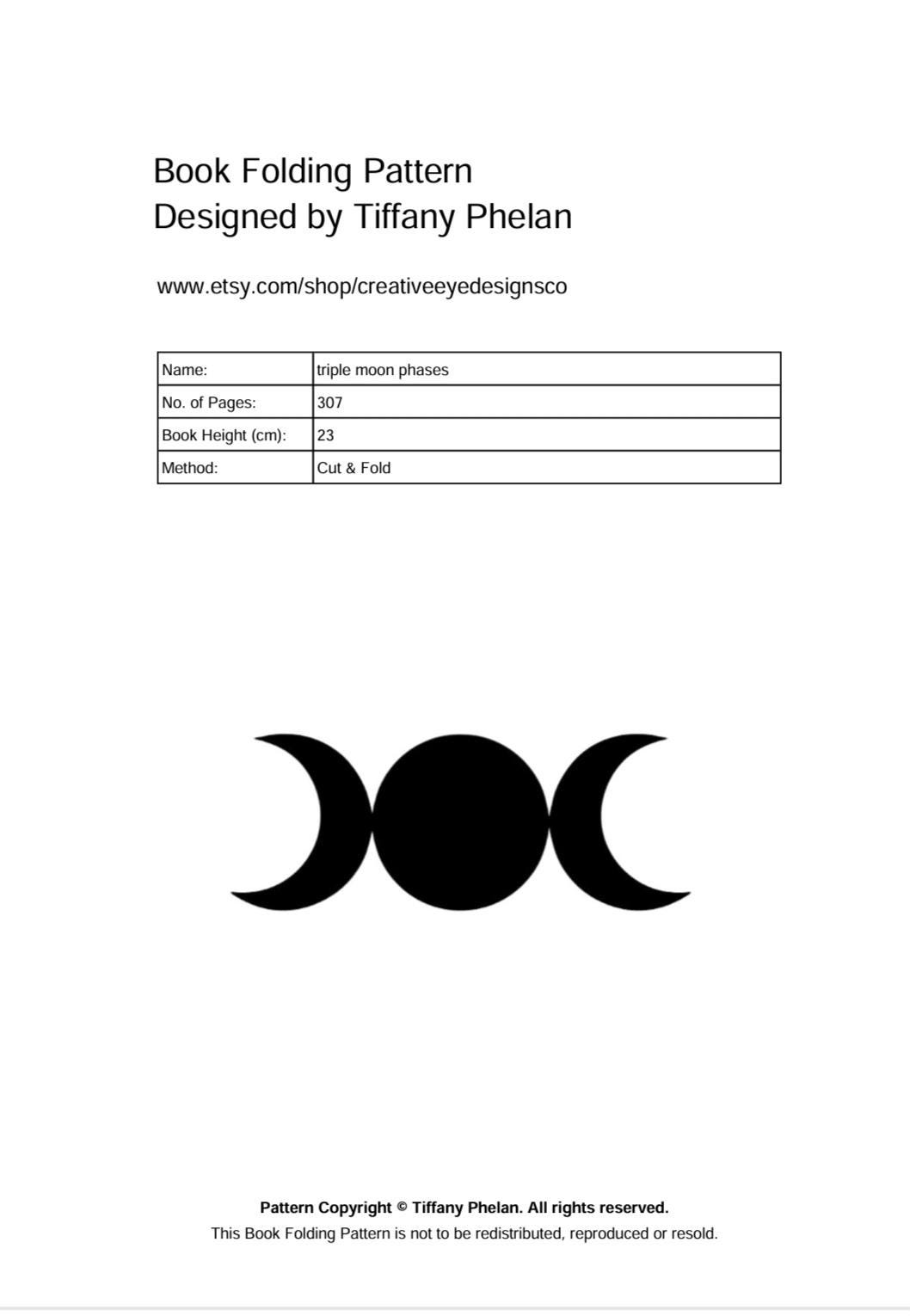 Moon Phase Book Folding Pattern: DIY Witchy Decor (PDF Digital Pattern ...