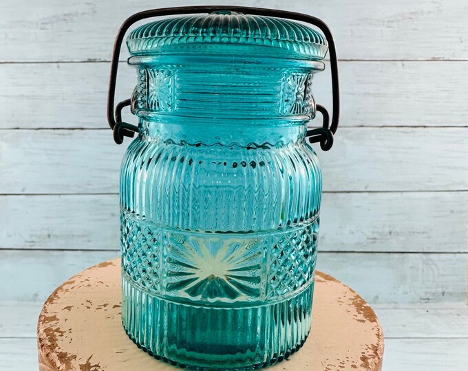 Vintage 1970's Avon Turquoise Blue Canning Glass Jar Embossed Pint - Etsy