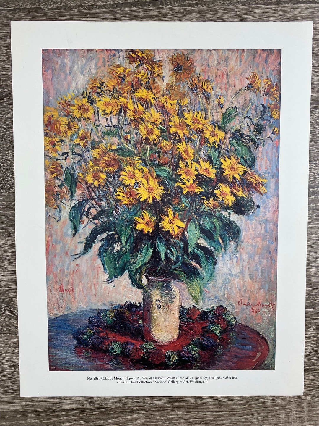 Vintage Claude Monet Print Vase of Chrysanthemums No. 1845 - Etsy