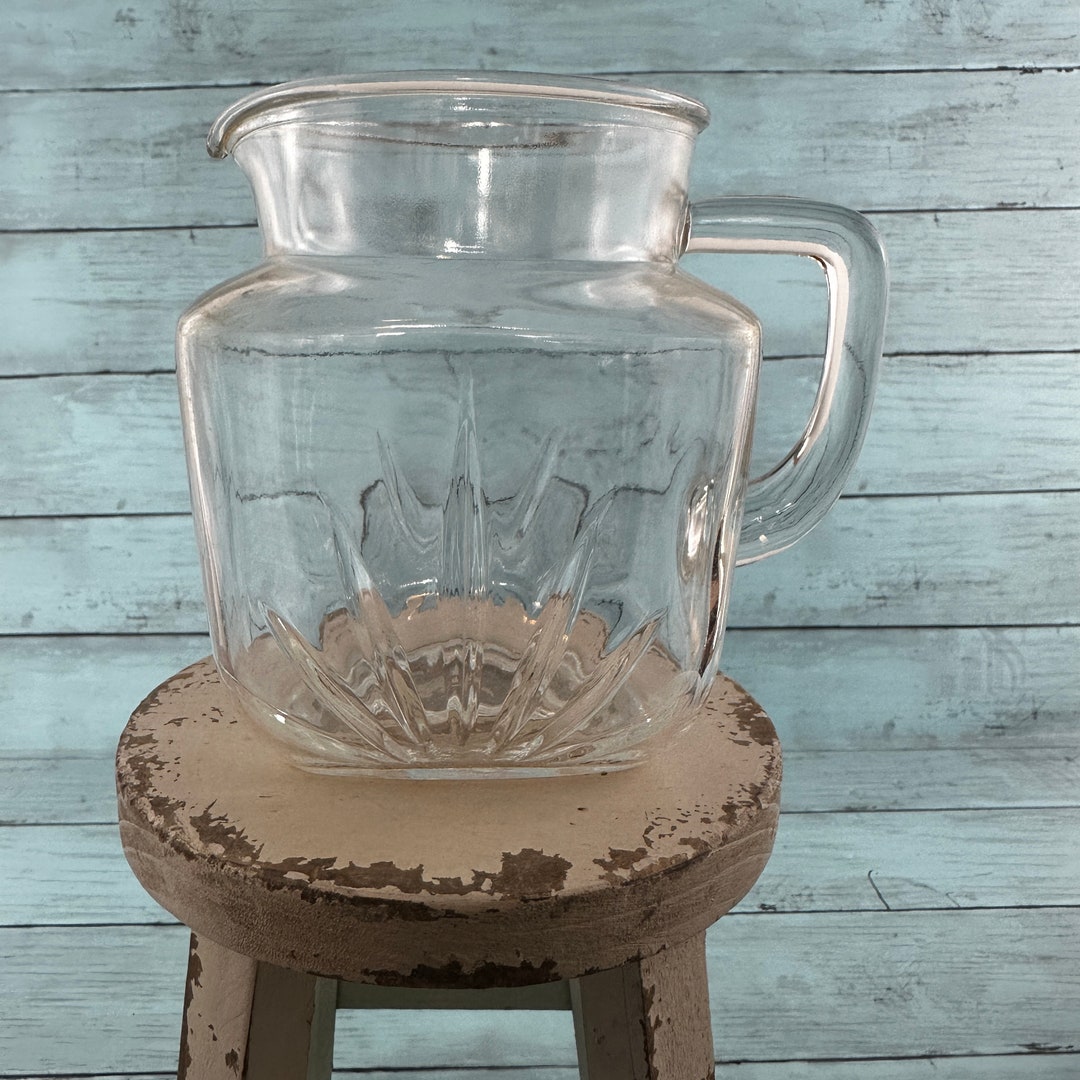 Vintage Federal Star Glass Pitcher With Bursts 36 Oz - Etsy