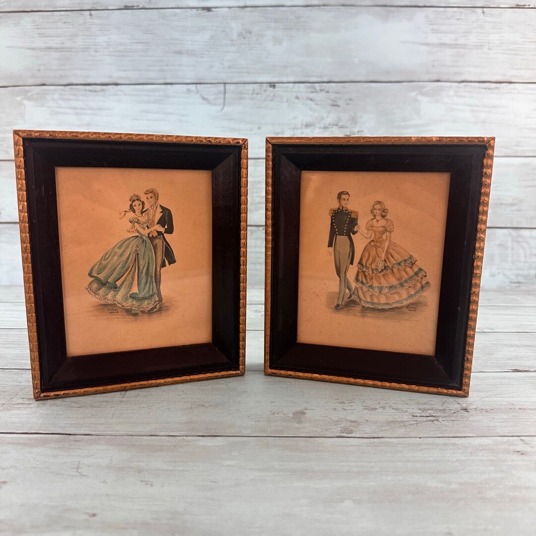 Vintage 1930s Stan David Fashion Couple Framed Prints - Set of Two (6x5 ...