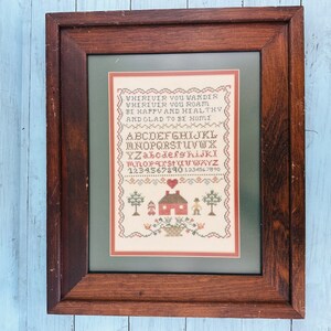 Vintage Cross Stitch Sampler With Quote Wood Frame - Etsy