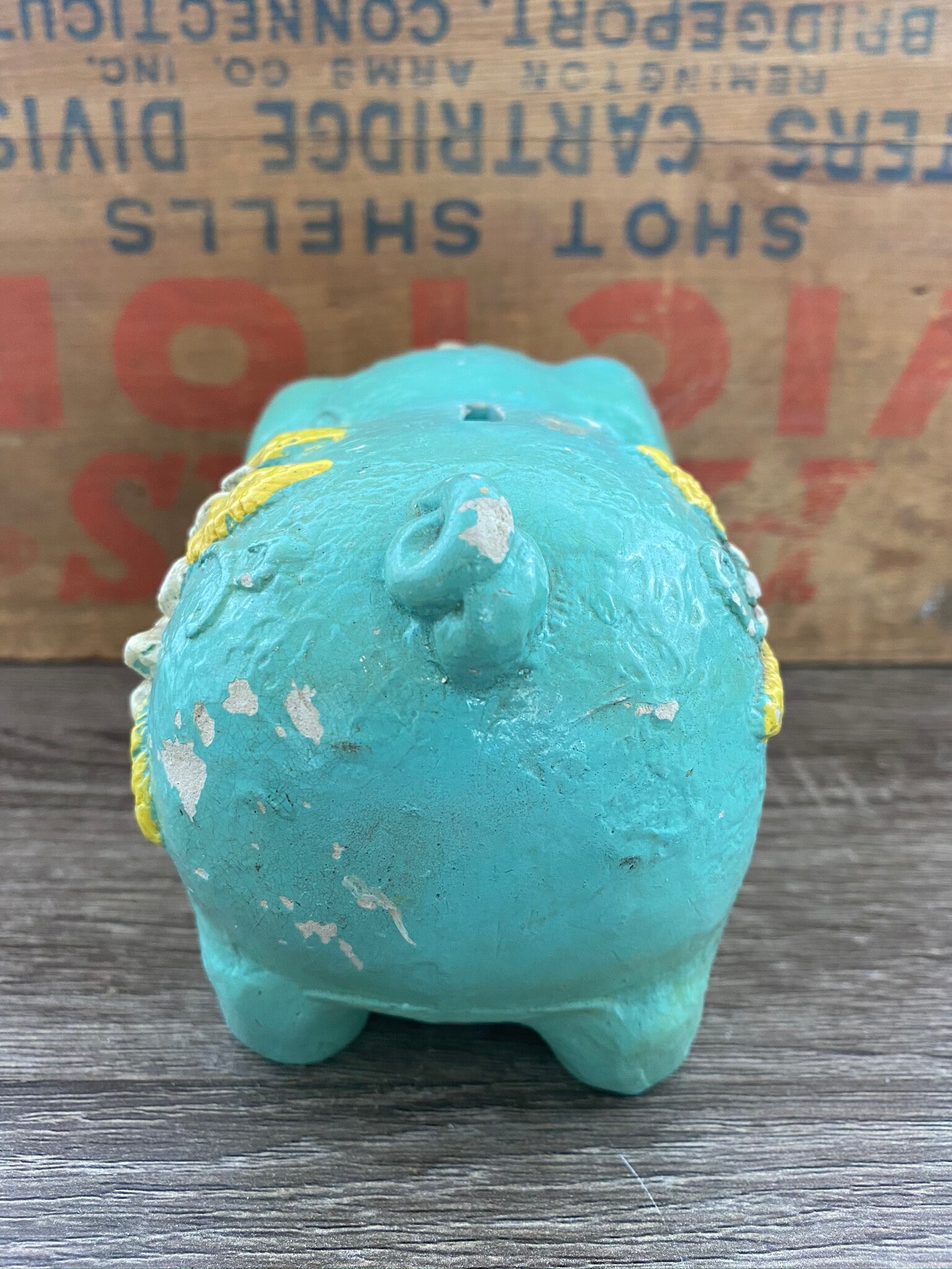 Vintage Blue 60s Piggy Bank Pig Flowers Ceramic - Etsy