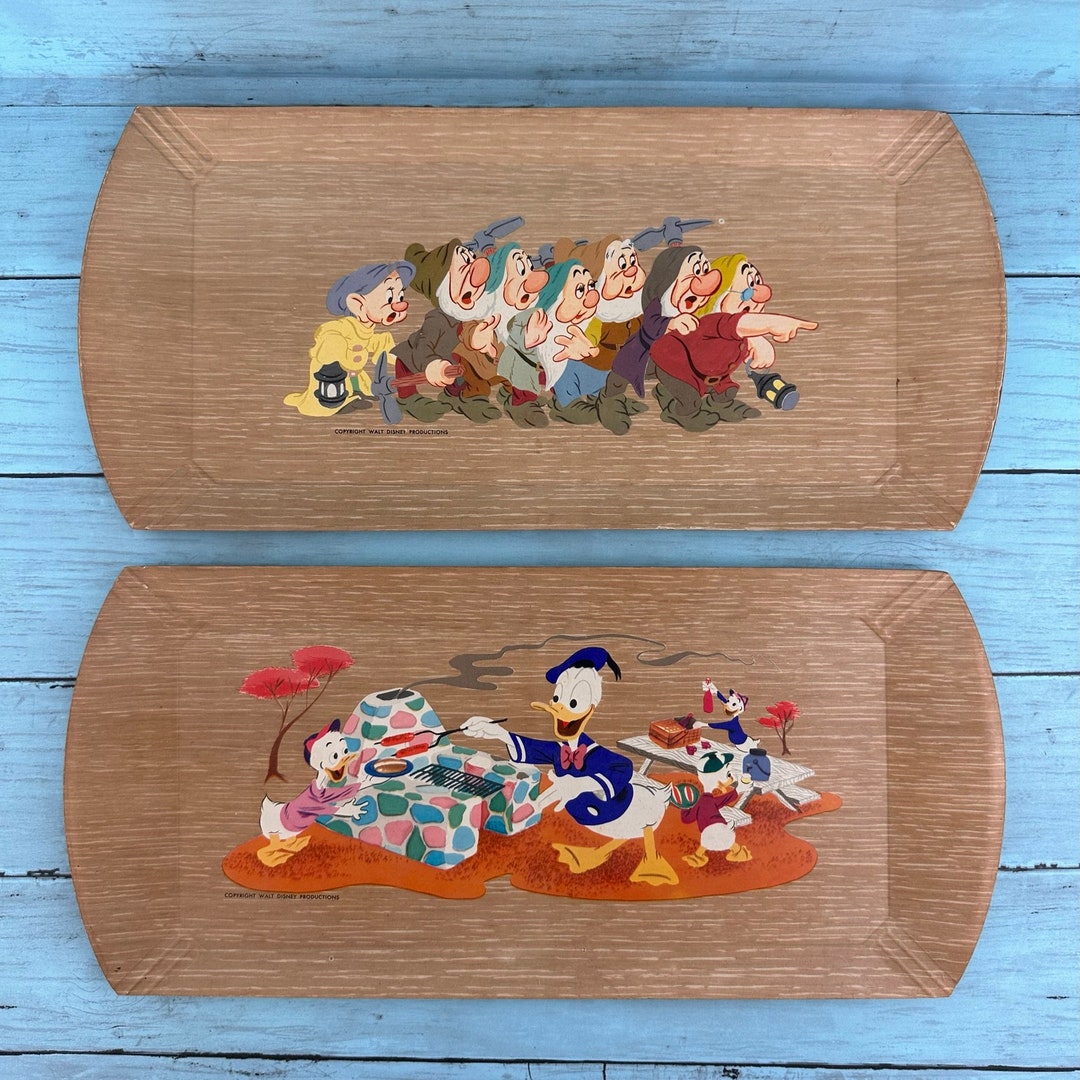 Vintage 1960s Disney Hasko Lap Trays Seven Dwarfs and Donald Duck Set ...