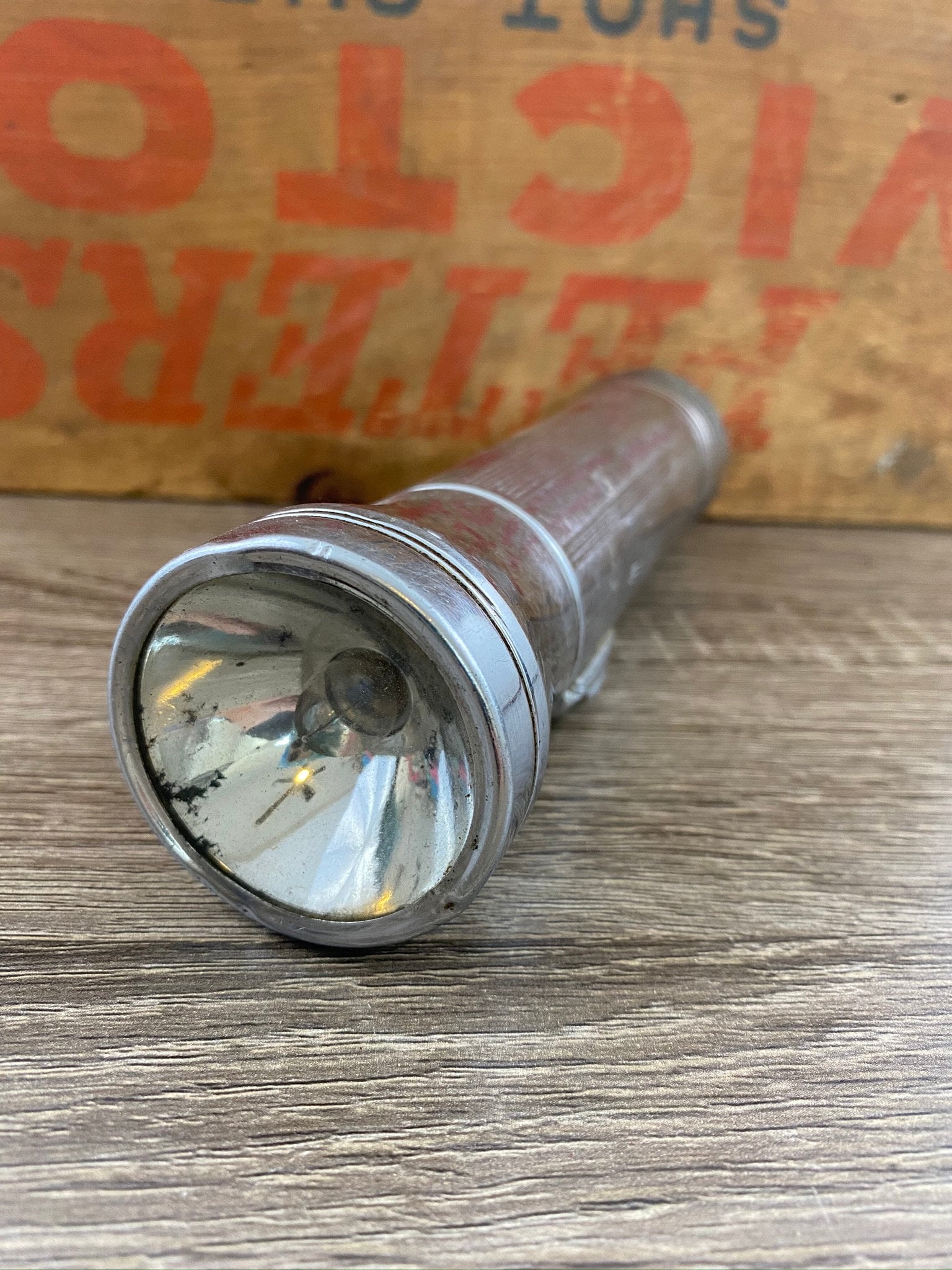 Vintage Eveready Flashlight 1957 Two Cell Ribbed Metal Light With ...