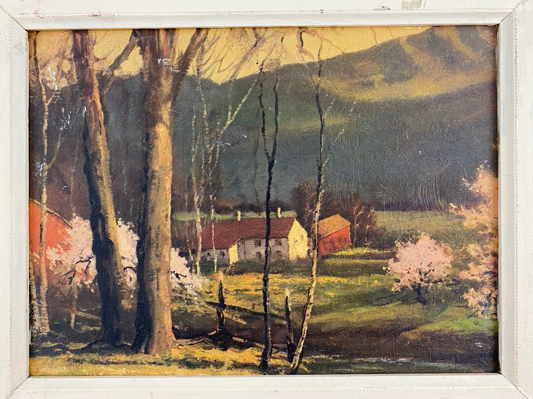 Vintage Frame Painting Landscape Homestead Barn 9x12 - Etsy