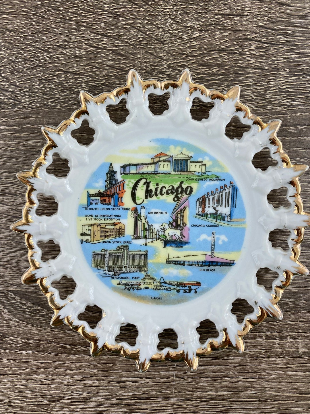 Vintage Chicago Souvenir Plate - Etsy
