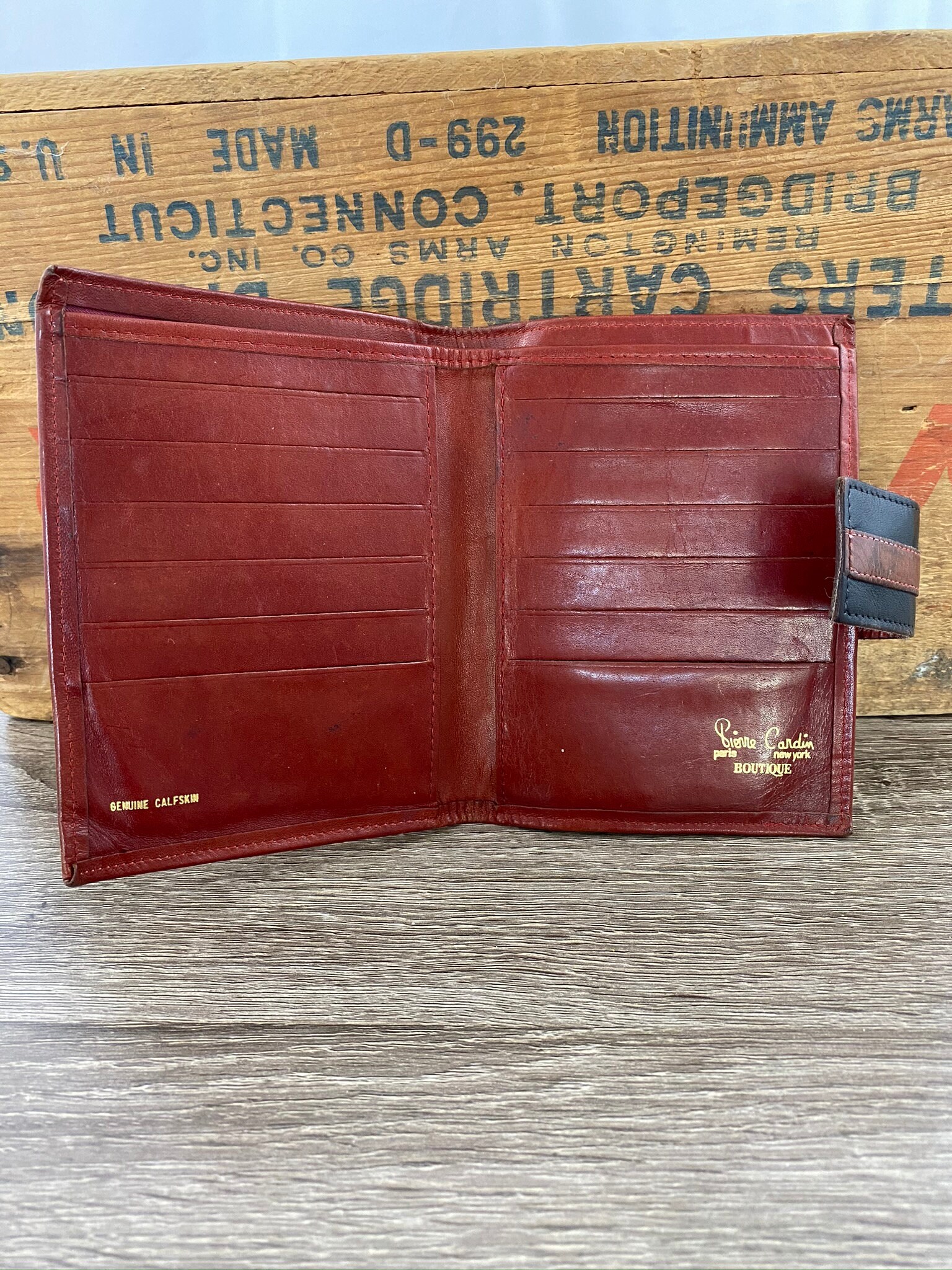 Vintage Pierre Cardin Paris NY Boutique Billfold Wallet Stripped Black and Brown Leather Etsy