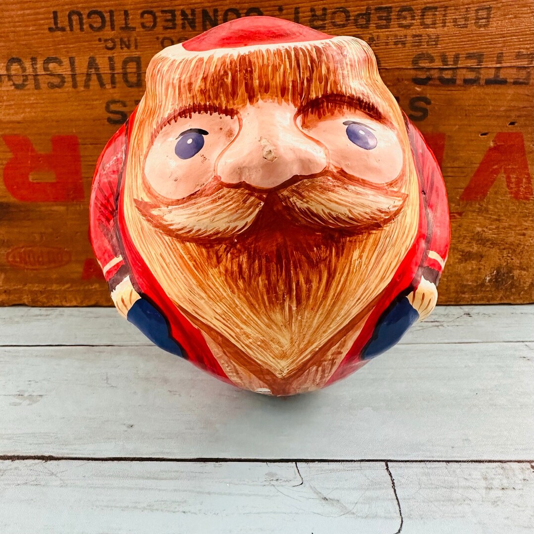 Vintage Folk Art Santa Roly Poly Christmas Decor Papier Mache - Etsy