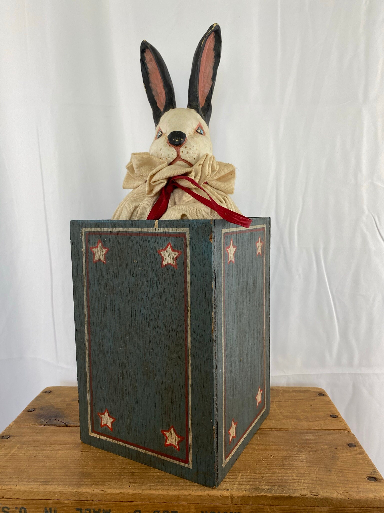 Vintage Folk Art Jack in the Box Rabbit Bunny Decor Americano - Etsy