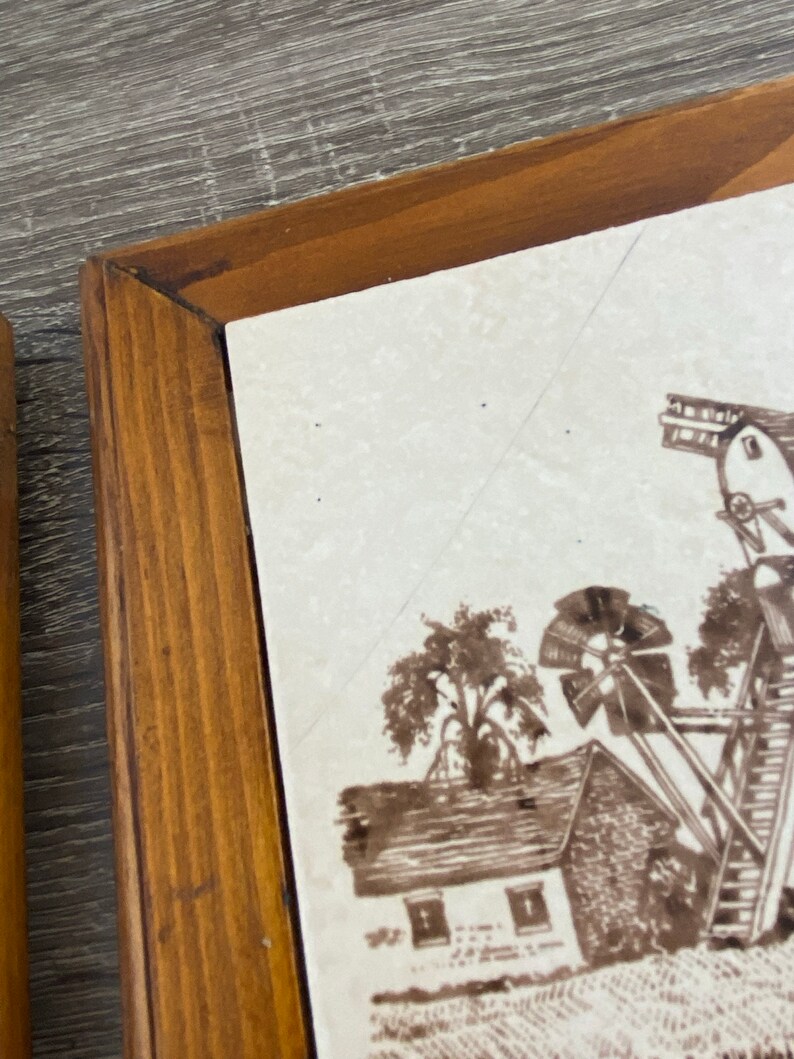 Vintage H&R Johnson Tiles Set of Two Framed Tiles of Homestead - Etsy