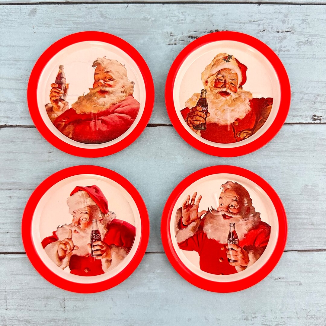 Vintage 1983 Coca Cola Metal Coasters Set of Four Santa Christmas - Etsy