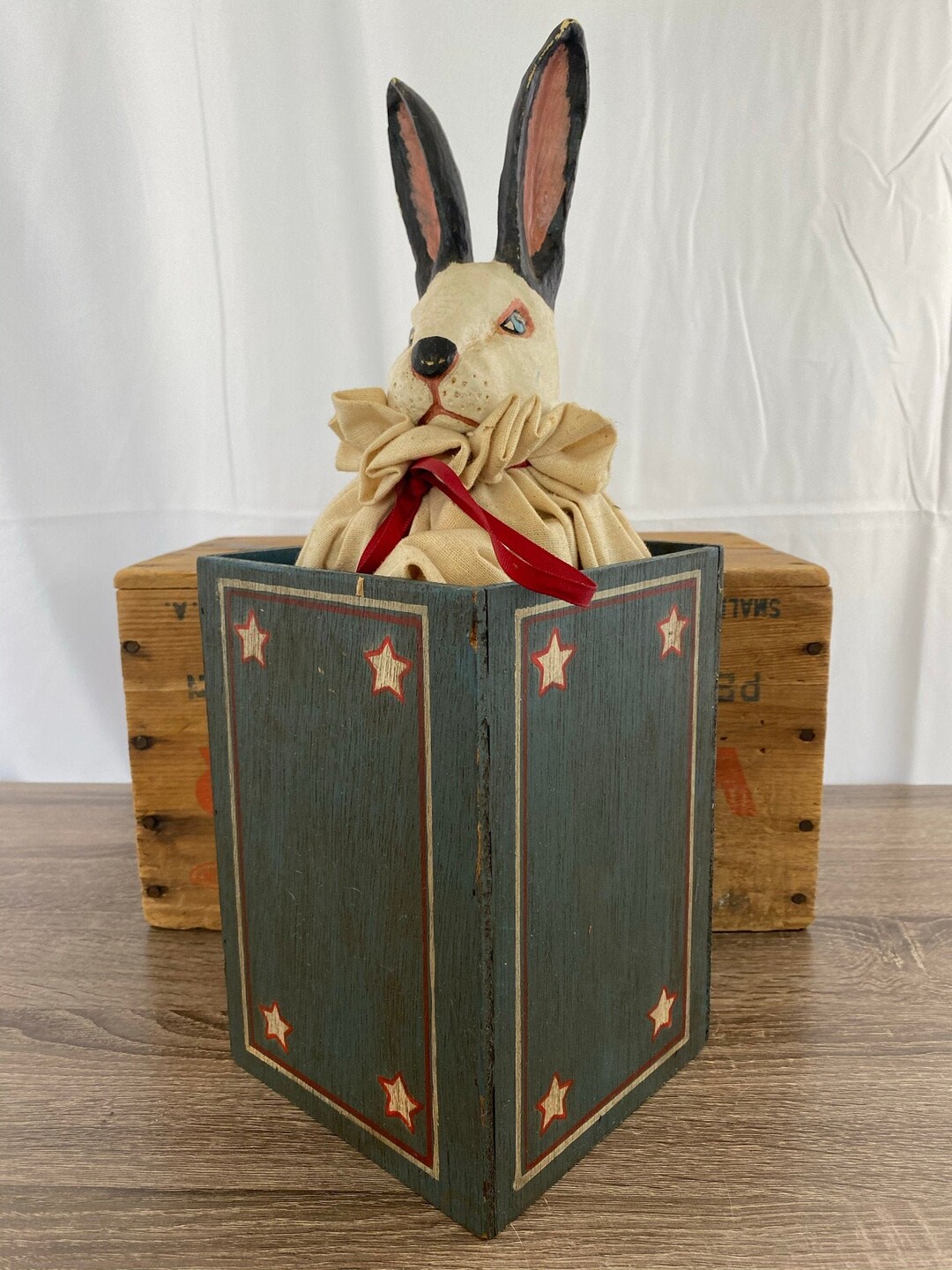 Vintage Folk Art Jack in the Box Rabbit Bunny Decor Americano - Etsy