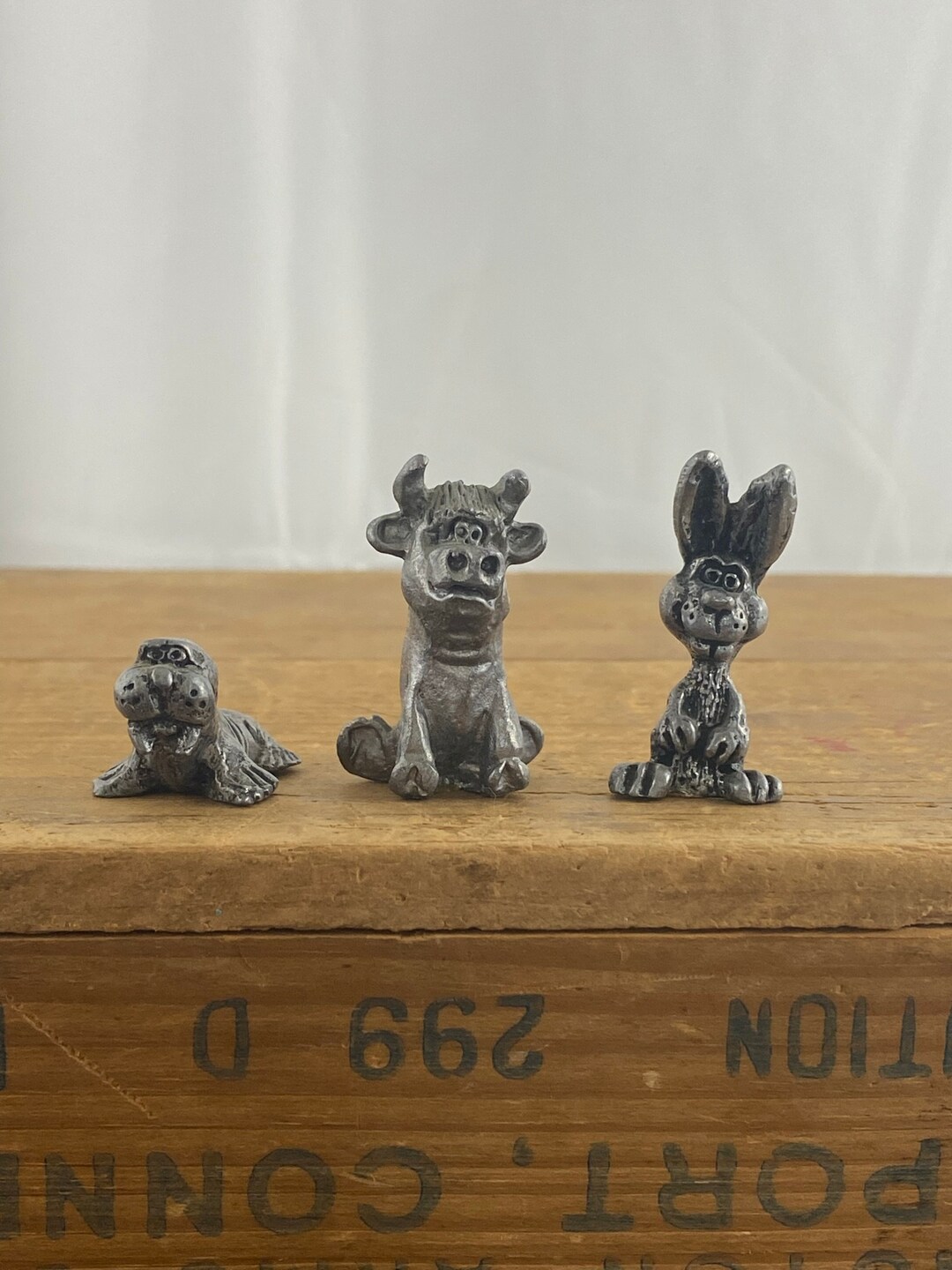 Vintage Miniature Pewter Animals Walrus Bull Rabbit - Etsy
