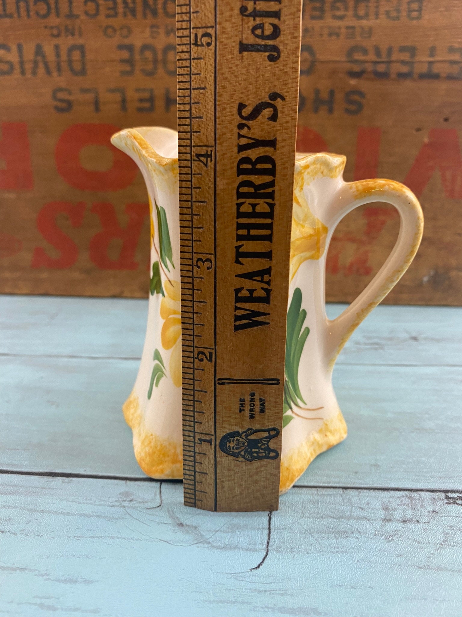 Vintage 1950s Cash Family Pottery Creamer With Yellow Flowers Erwin ...