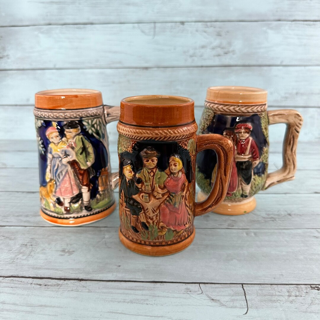 Vintage Beer Steins Set of Three Made in Japan Handpainted - Etsy