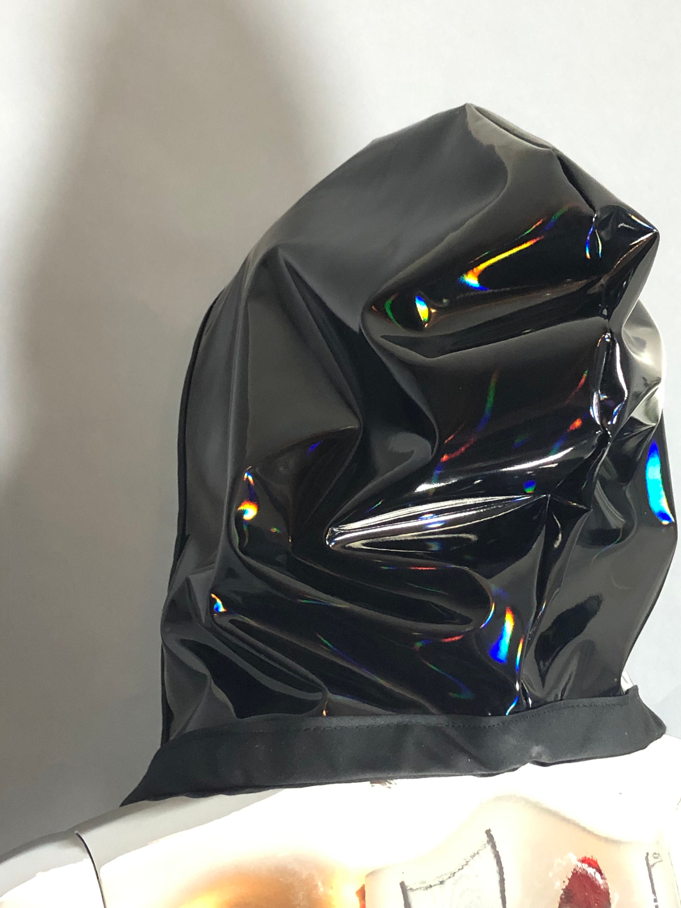 Festival Rave Hood in Black Holographic Stretch Vinyl with | Etsy