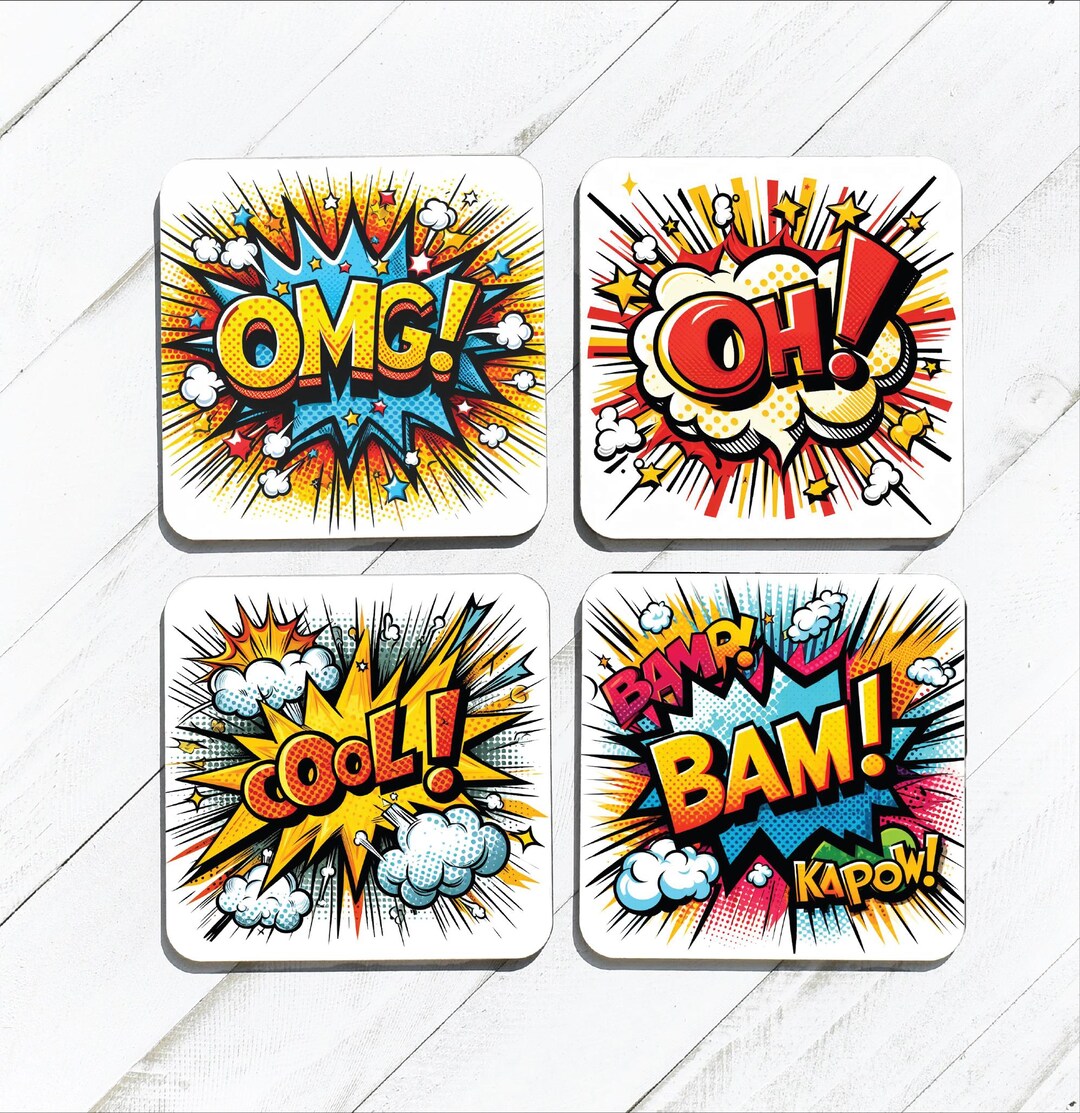 Comic Book Exclamation Sandstone Coasters - Etsy