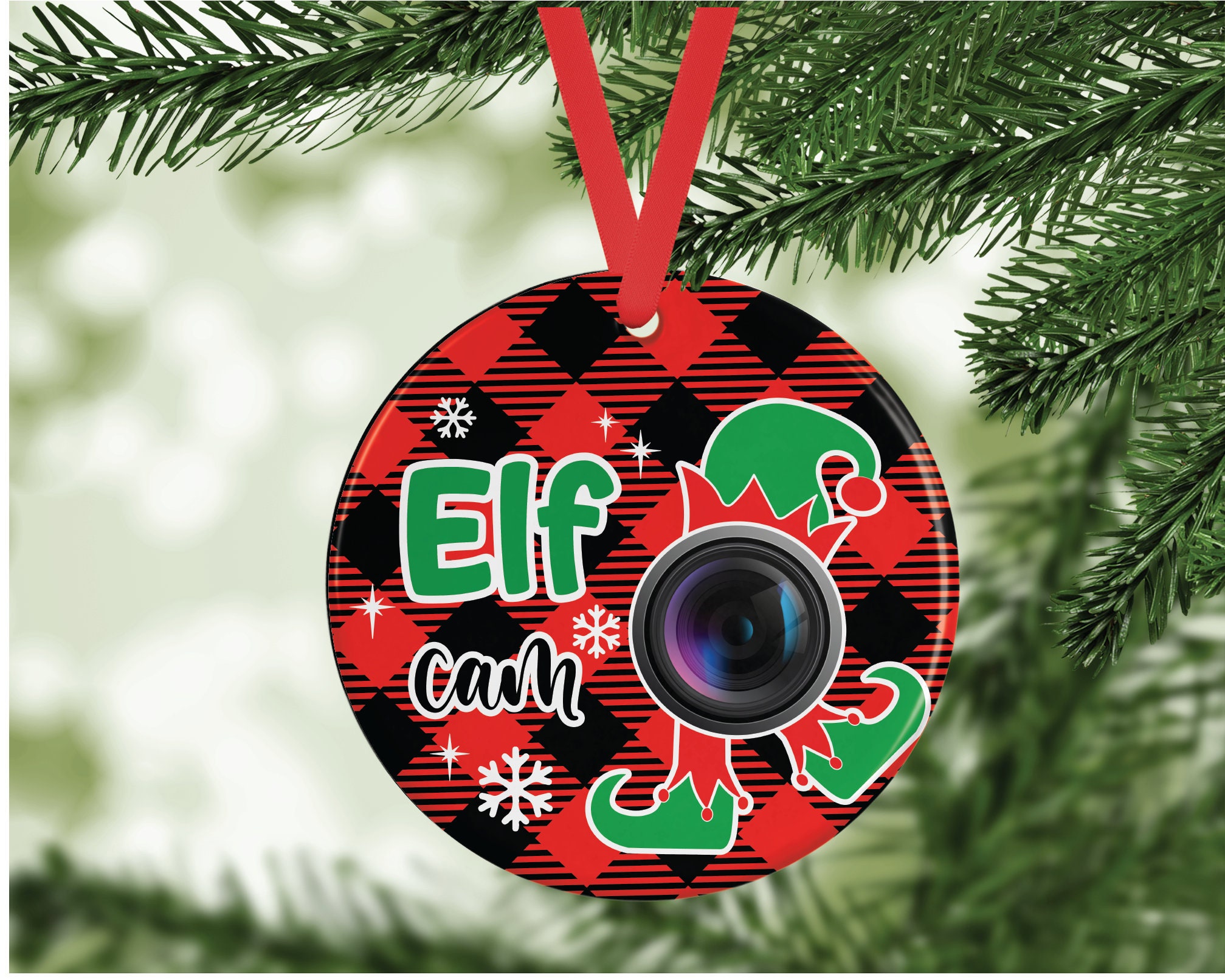 Santa Cam / Elf Cam Ceramic Christmas Ornament - Etsy