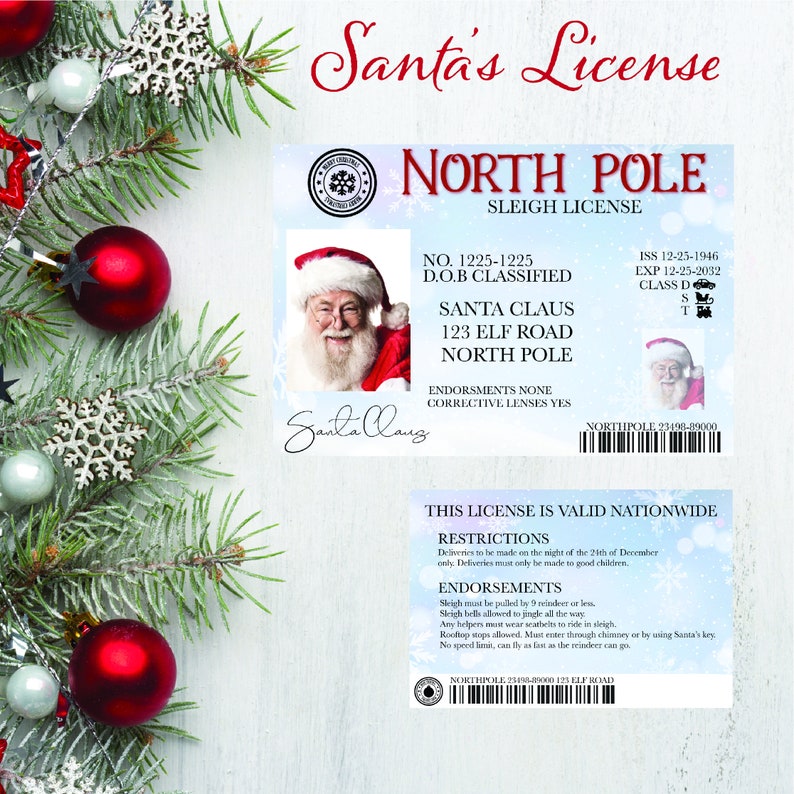 Santa's Lost License, Santa's Sleigh License - Etsy