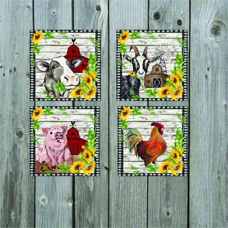 Farmhouse Sandstone Coasters - Farm Animals - Etsy