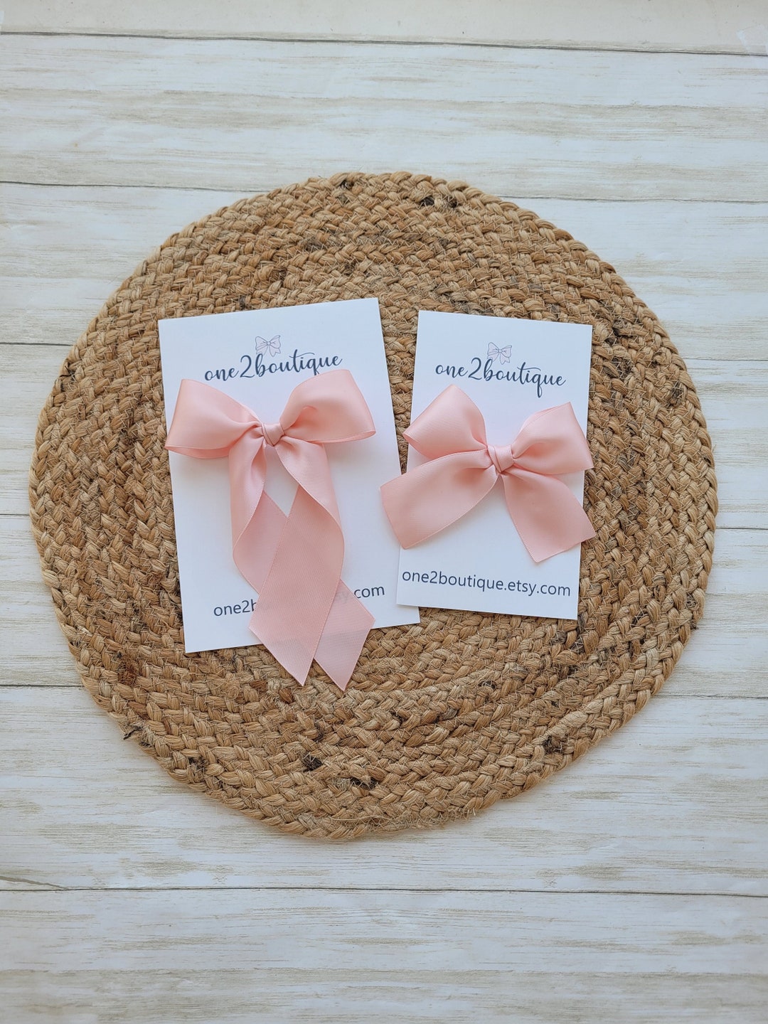 Blush Pink Satin Hair Bow. Blush Pink Bow. Blush Pink Long Tail Bow ...