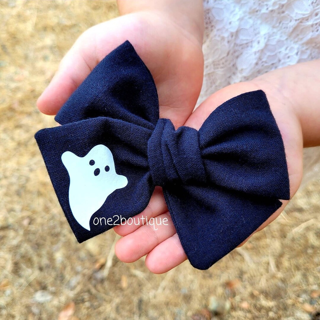 Ghost Bow. Fabric Ghost Hair Bow. Ghost Halloween Bow. Halloween Hair ...