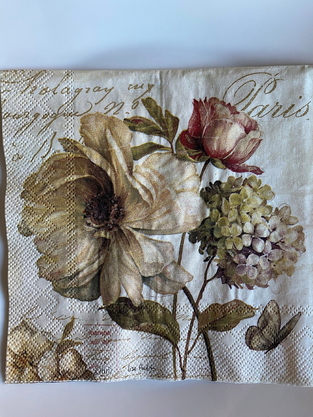 FREE SHIP Decorative Tissue Luncheon Napkin vintage Rose Script - Etsy