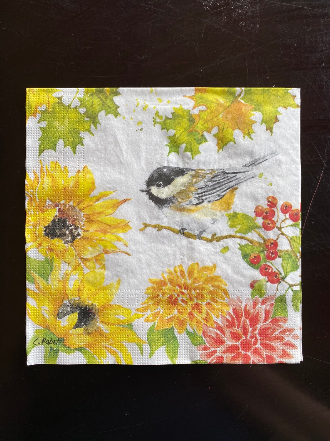 FREE SHIP Decorative Tissue Luncheon Napkin sunflowers and Birds - Etsy