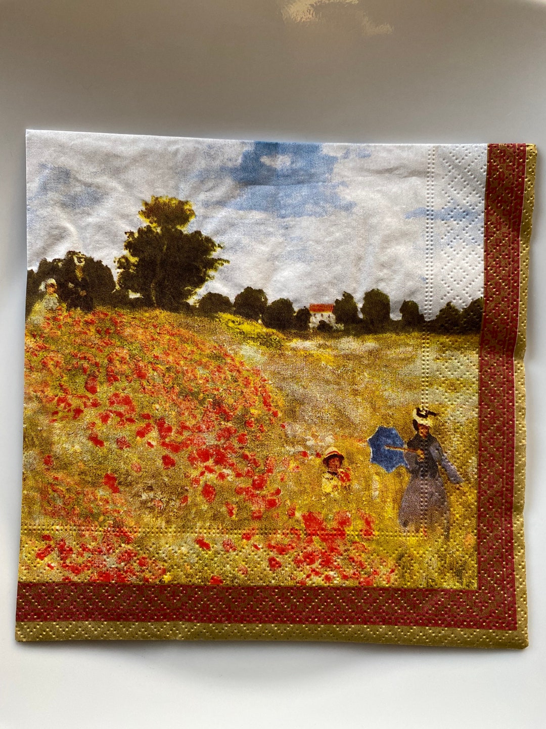 FREE SHIP Decorative Tissue Luncheon Napkin monet and Poppies - Etsy