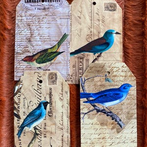 FREE SHIP Vintage set of 4 Bird Hang Tags 2 7/8 X 4 5/8. - Etsy