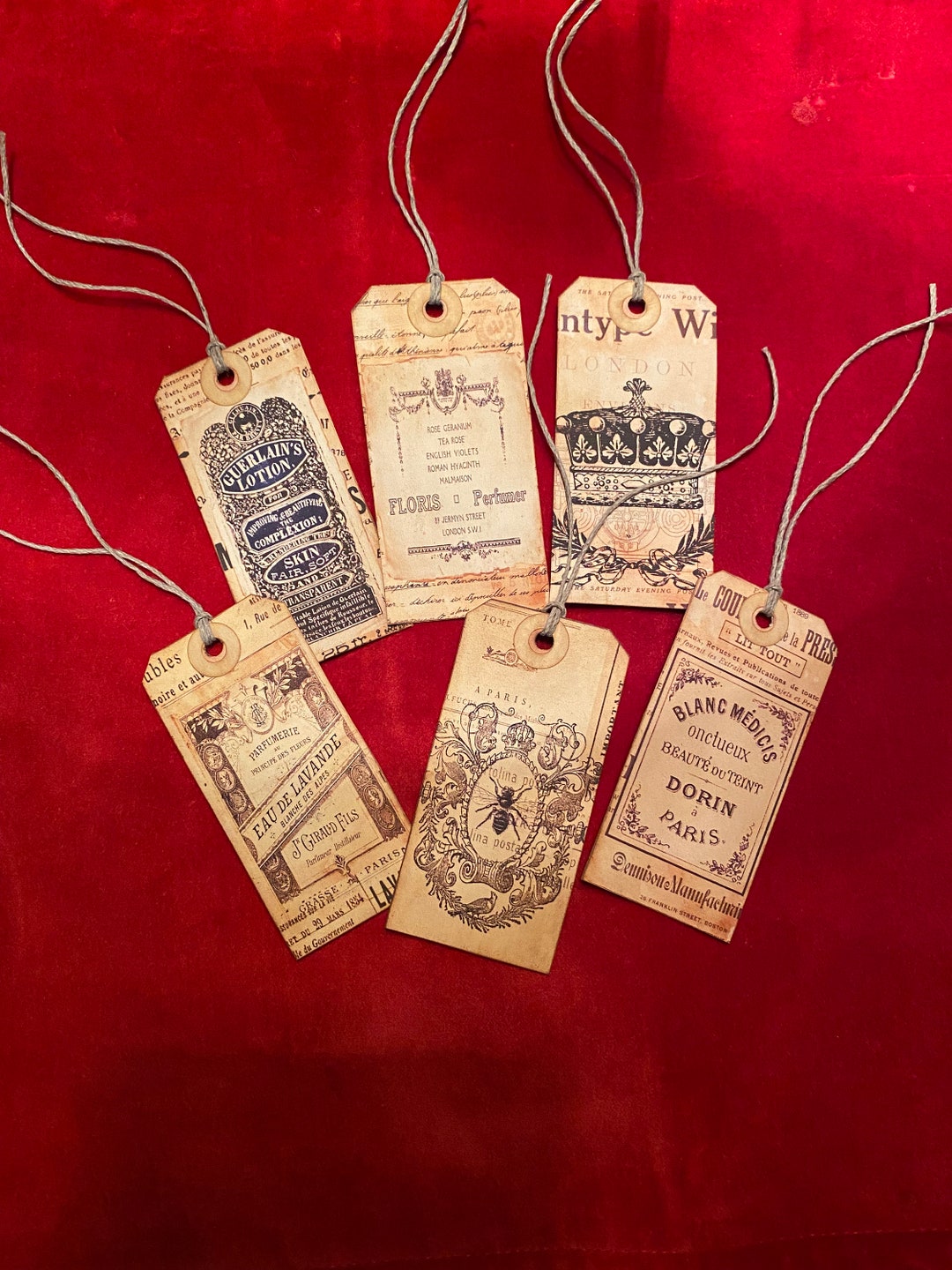 FREE SHIP Vintage set of 6 French Hang Tags 1 5/8 X 3 7/8 - Etsy