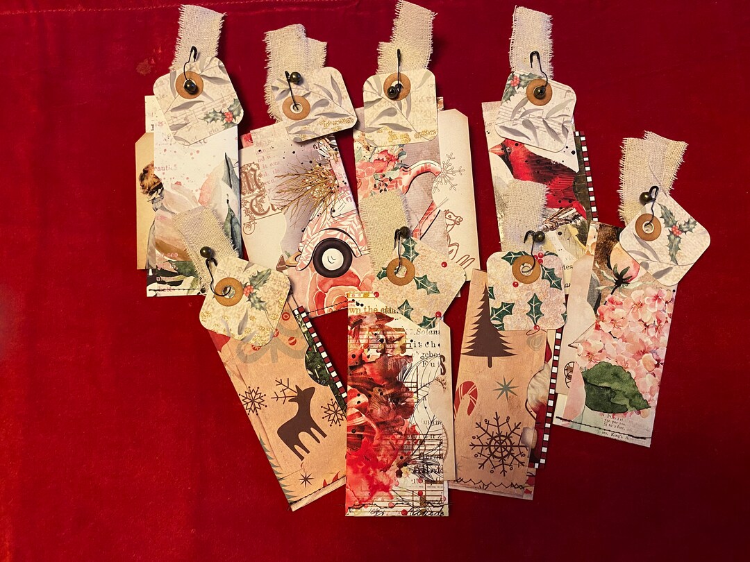 FREE SHIP Vintage set of 2 Paperclip Christmas Pockets 2 X 4 1/8 With ...