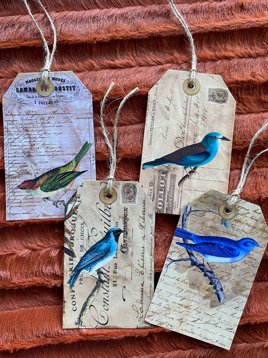 FREE SHIP Vintage set of 4 Bird Hang Tags 2 7/8 X 4 5/8. - Etsy
