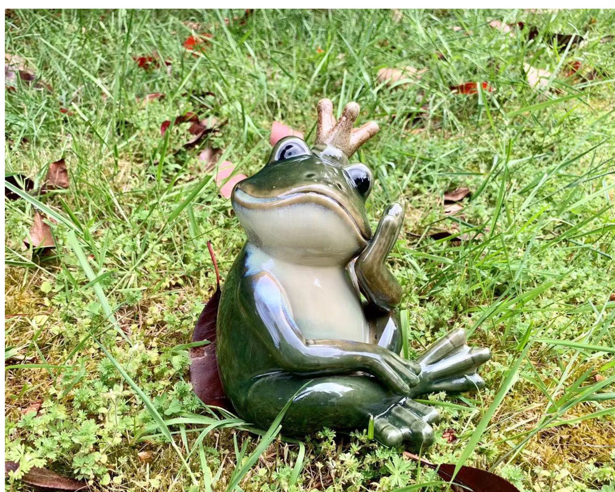 Garden Frog Statue Ceramic Frog Garden Decoration Cute - Etsy