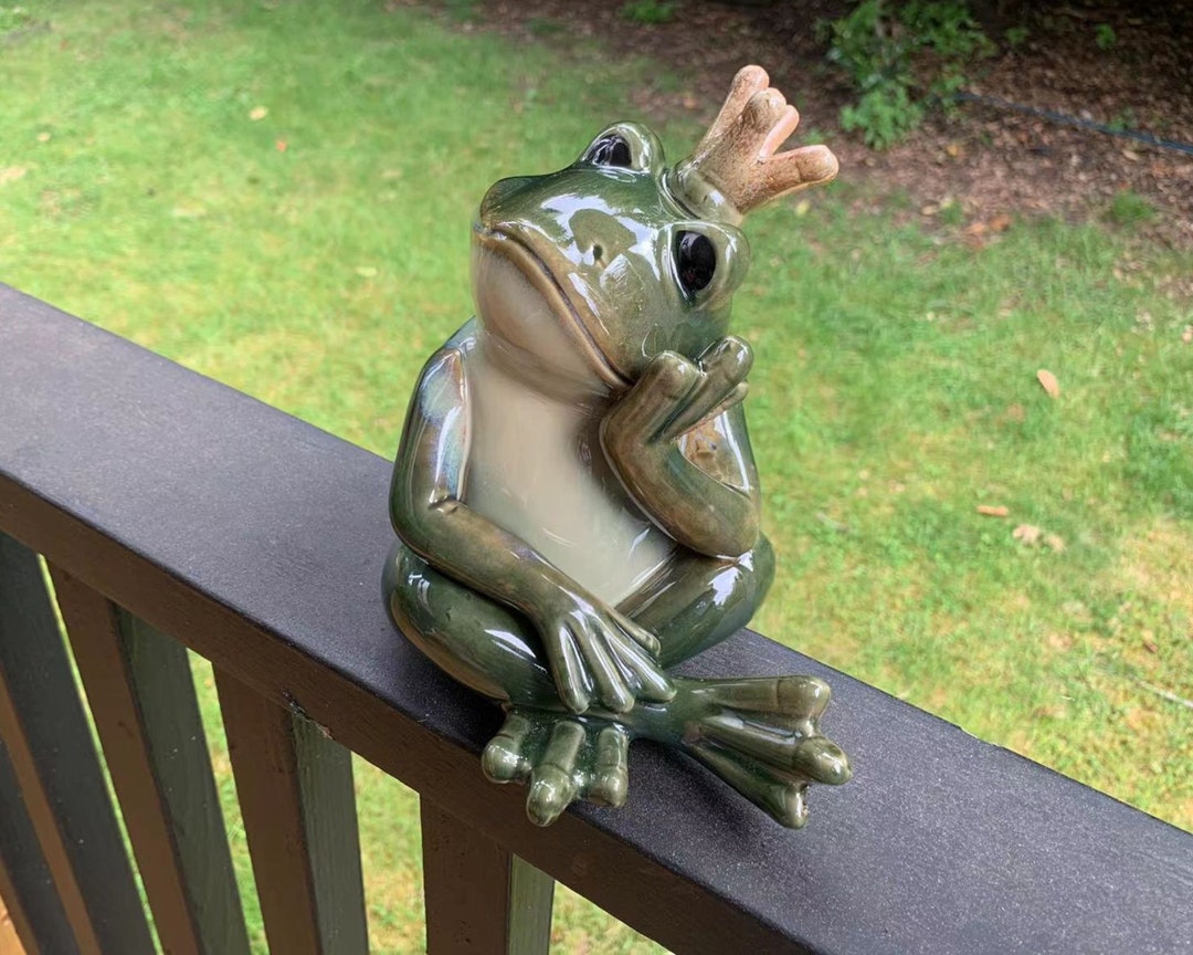Garden Frog Statue Ceramic Frog Garden Decoration Cute - Etsy