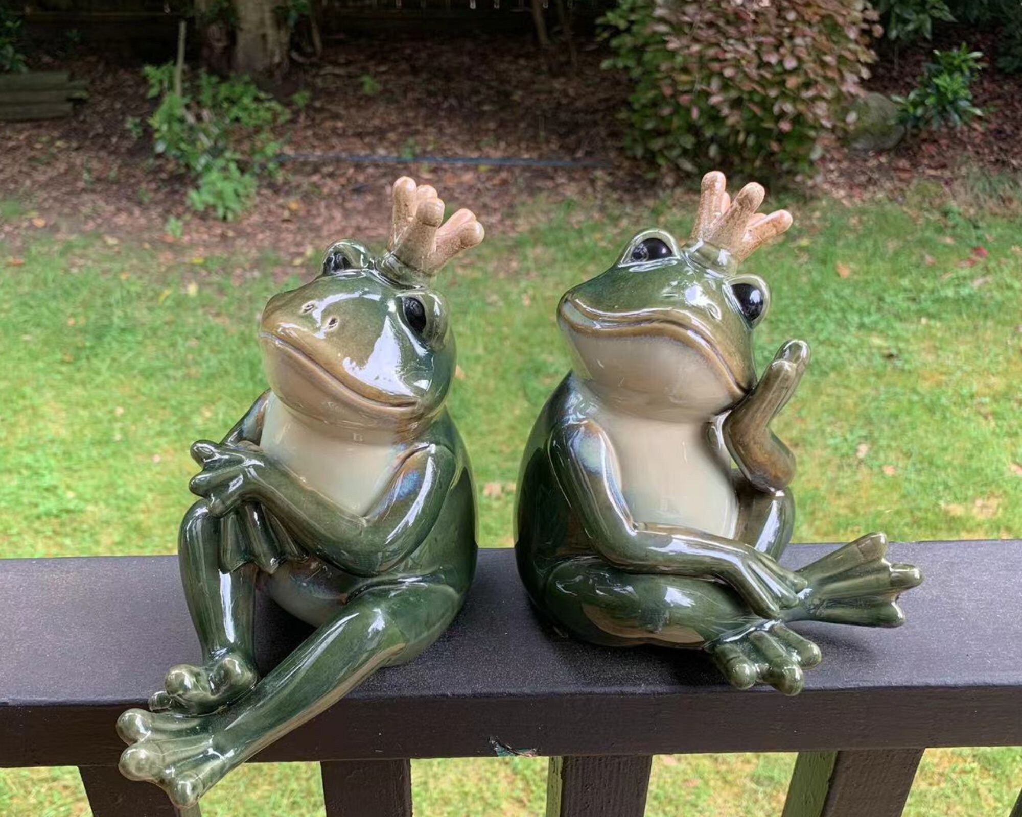 Garden Frog Statue Ceramic Frog Garden Decoration Cute - Etsy