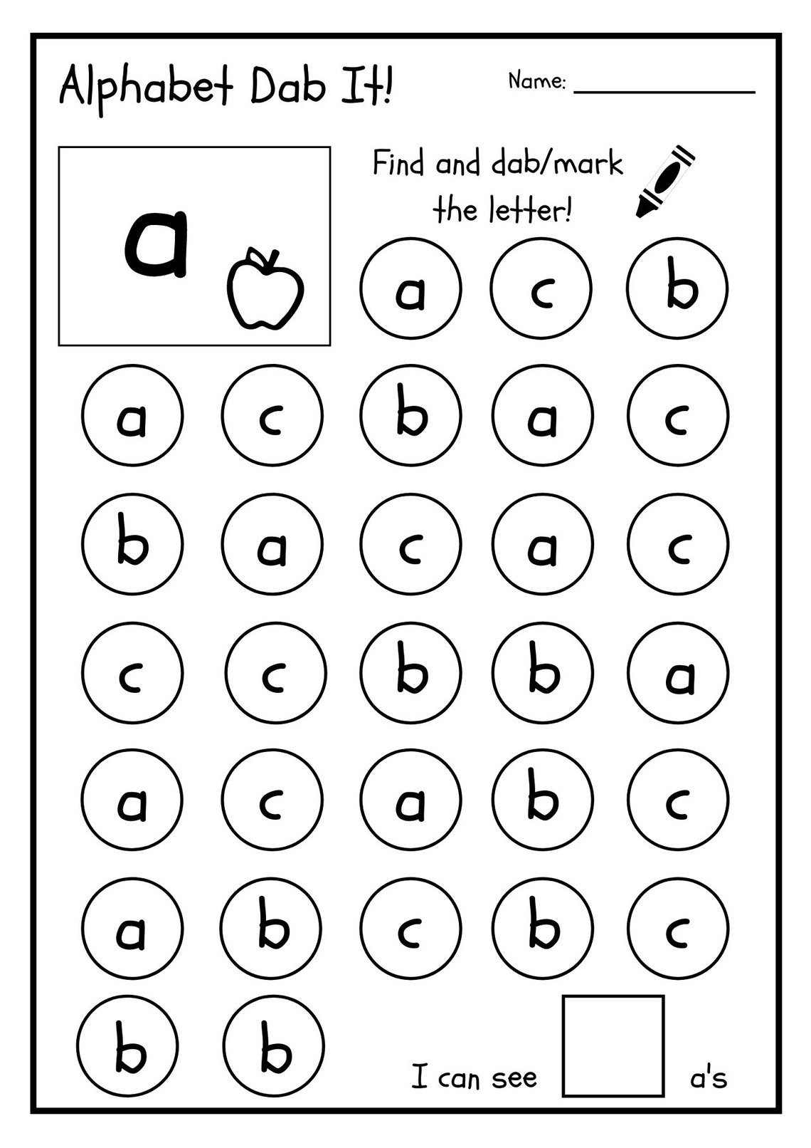 Alphabet Dab It Lowercase Letters ABC Bingo School Worksheets ABC Game ...