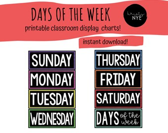 Days of the Week Printable Poster - Etsy