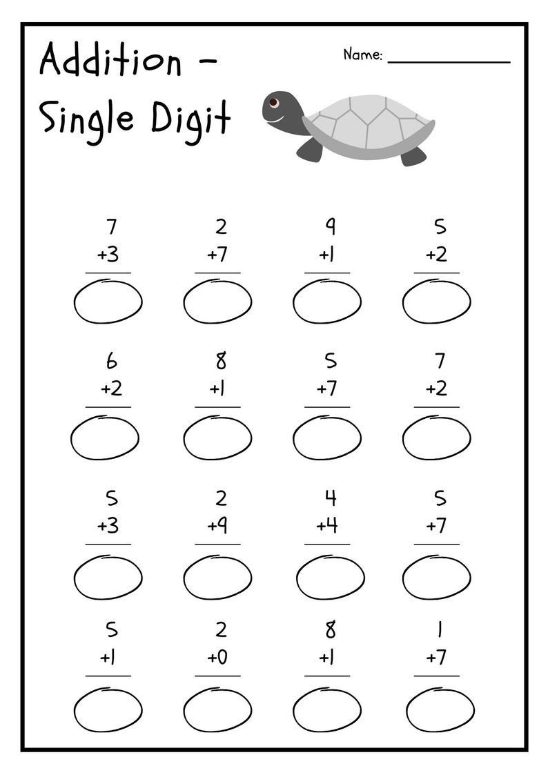 Single Digit Addition & Subtraction Worksheet Printable Math Numbers ...