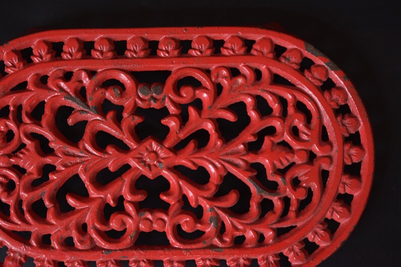 Ancien Sous-Plat en Fonte Rouge Vif Bel État 1960. - Etsy France