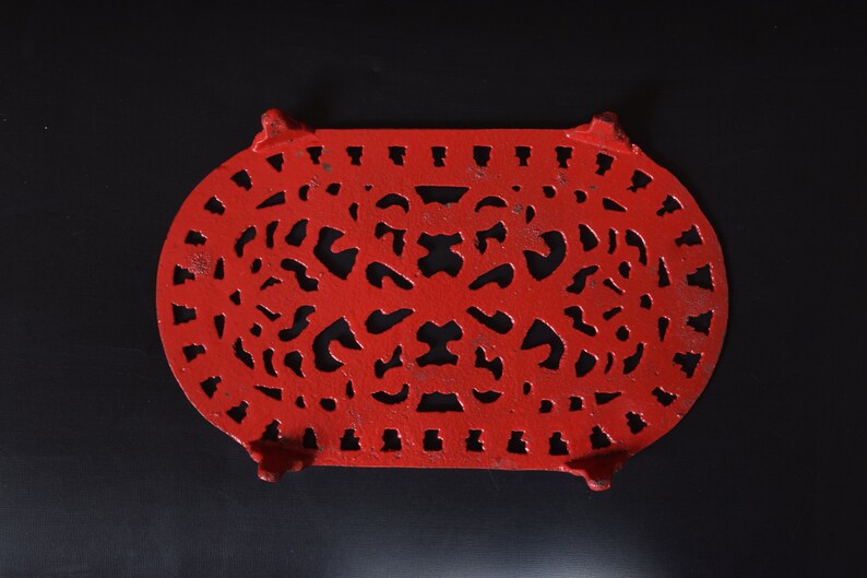 Ancien Sous-Plat en Fonte Rouge Vif Bel État 1960. - Etsy France