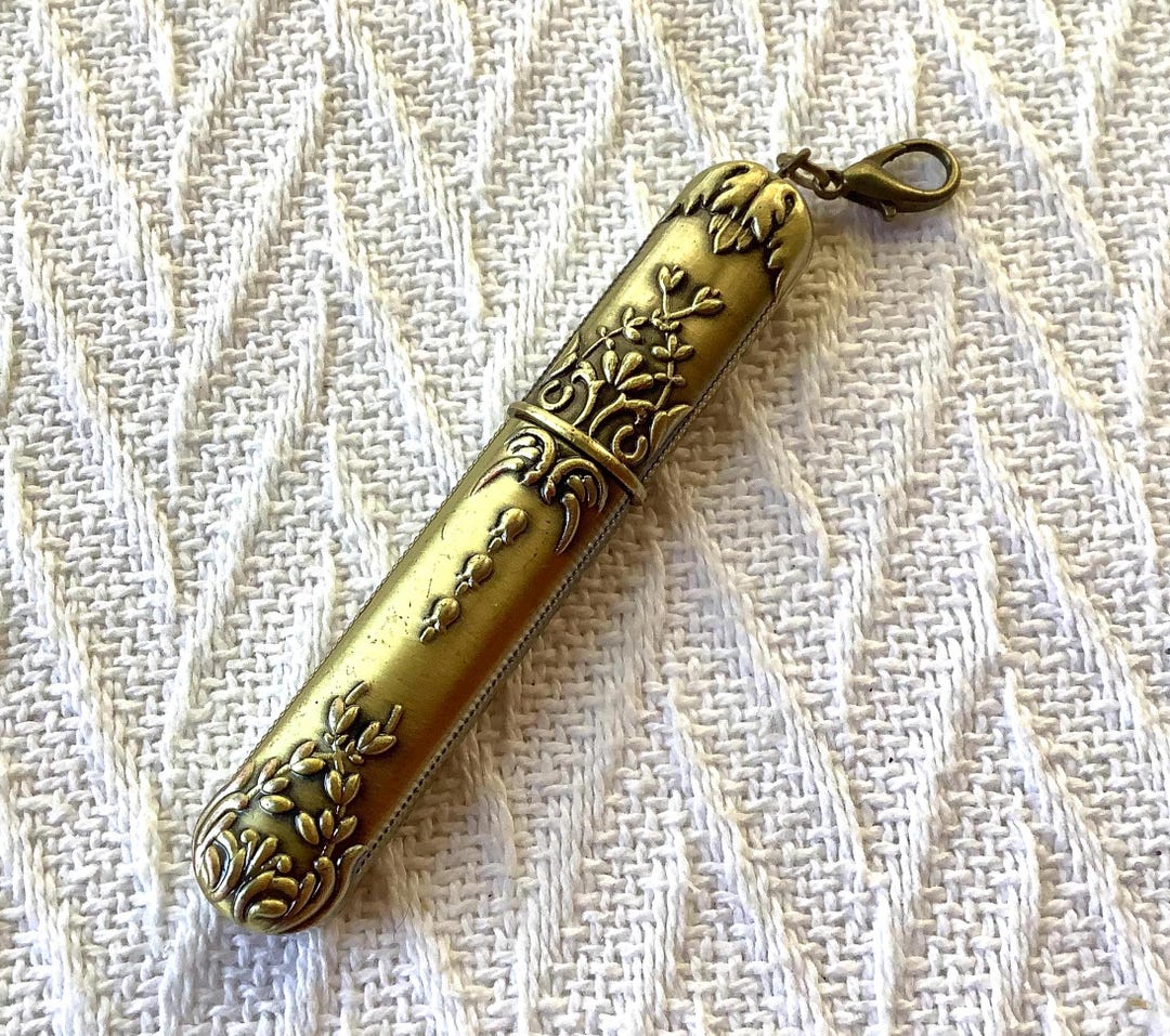 Victorian Style Pale Bronze Needle Case, Vintage Style Needle Holder ...