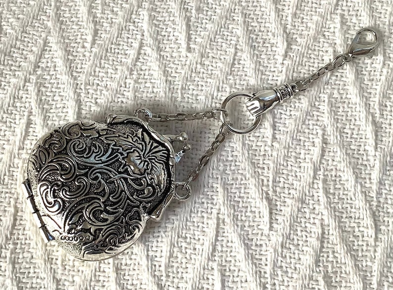 Silver Chatelaine Coin Purse Charm: Victorian Style Trinket Box - Etsy