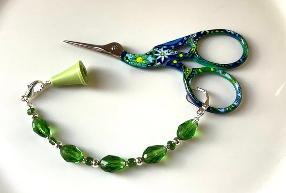 Green Crystal Scissor Fob Scissor Keeper Scissor Tip Minder - Etsy
