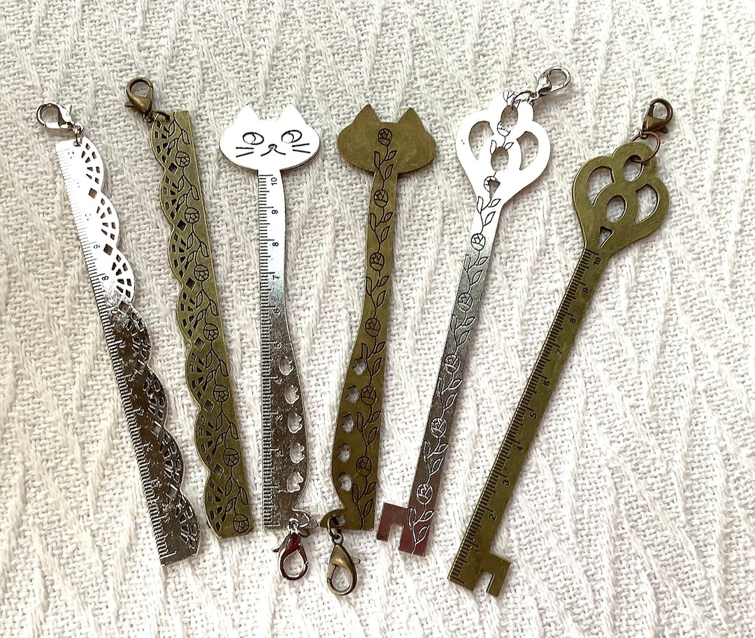 Cat Ruler, Silver Chatelaine Ruler, Kitty Ruler With Clasp, Silver Key ...