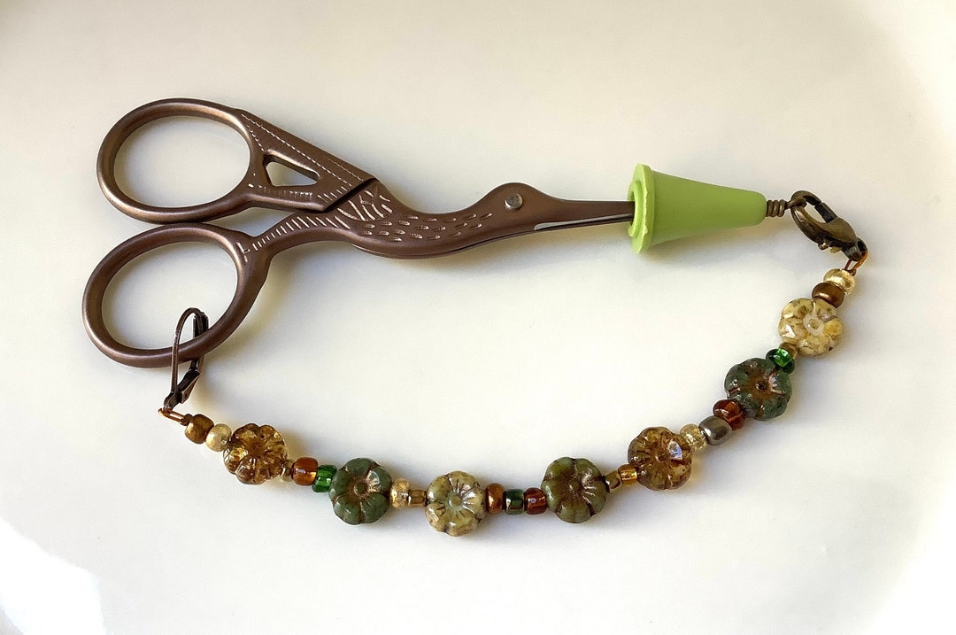 Pretty Floral Scissor Fob, Scissor Keeper, Scissor Tip Minder, Stork ...