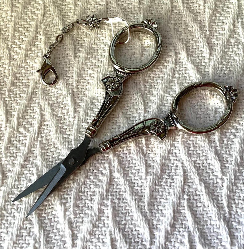 Floral Silver Sewing Scissors, Antique Style Chatelaine Tool - Etsy
