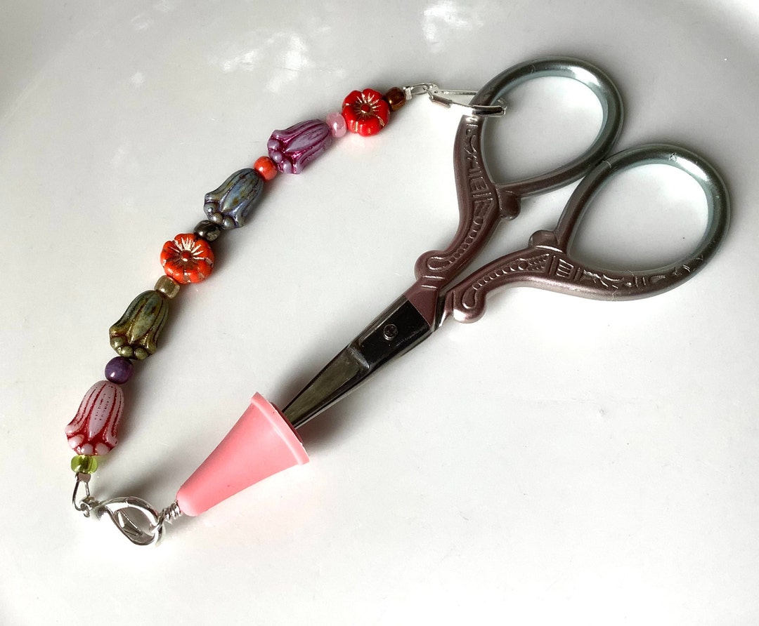 Floral Scissor Fob: Czech Glass Tulip Bead Scissor Keeper - Etsy
